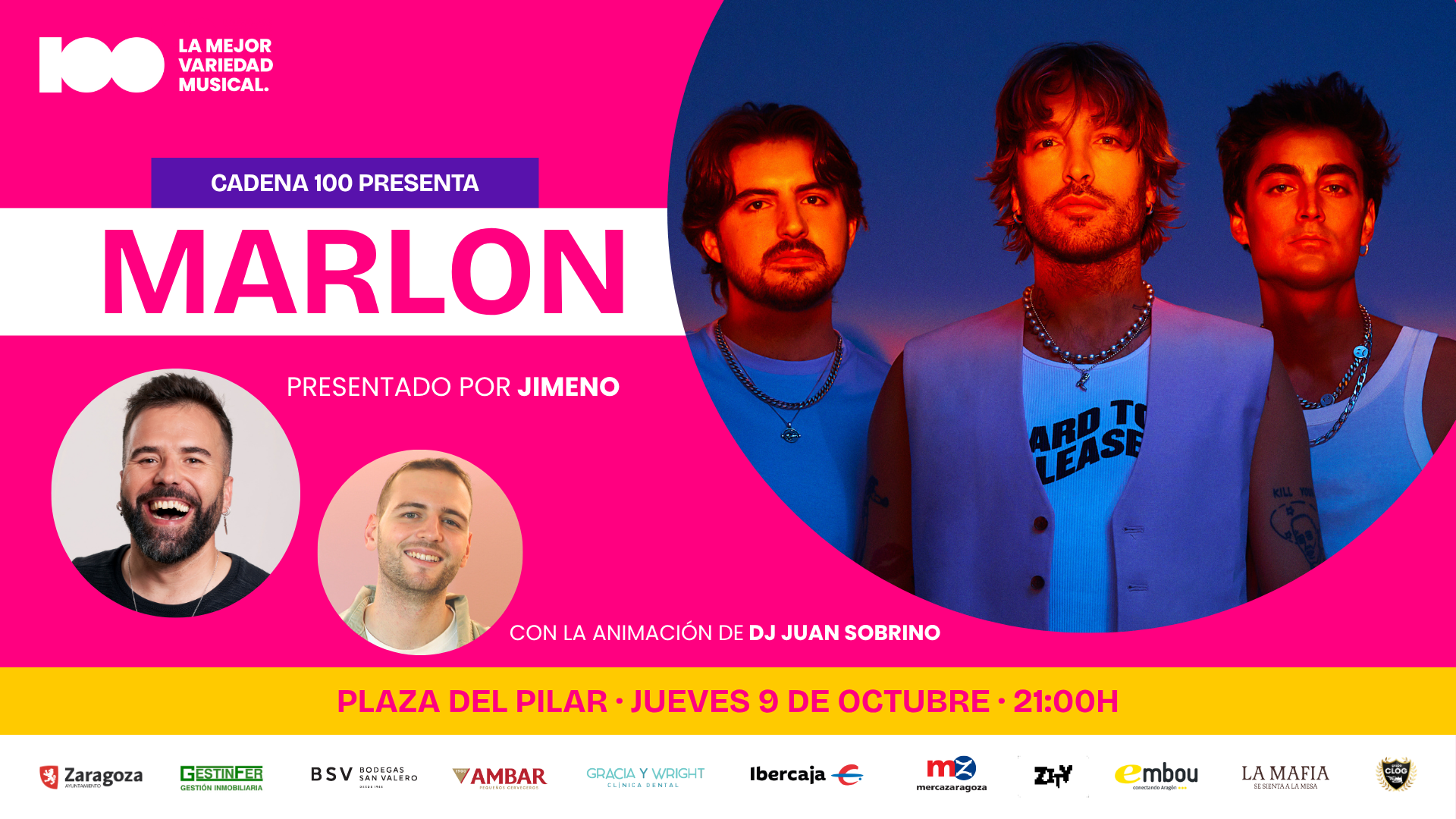 Zaragoza baila en las Fiestas del Pilar a ritmo de CADENA 100 y la mejor variedad musical con Marlon